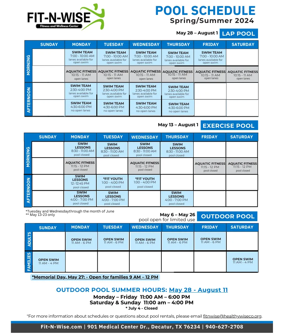Pool Schedule - Fit-N-Wise